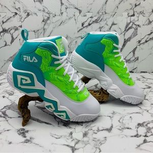 Fila | Shoes | Mens Fila Mb White Lime Green Teal Midtop Sneakers ...